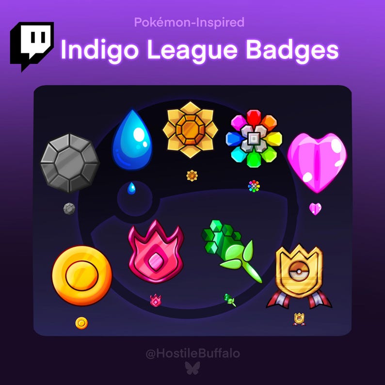 Pokémon Kanto Indigo League Twitch Badges - Sub or Bit Badges - Etsy