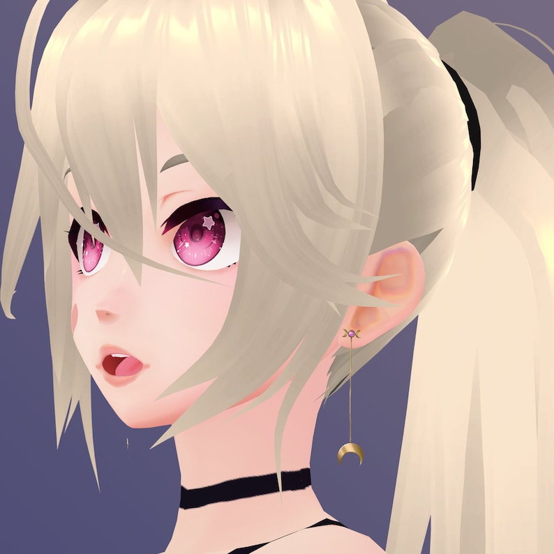 Vroid Earrings - Triple Moon Goddess - Vtuber Jewelry Accessories - Etsy