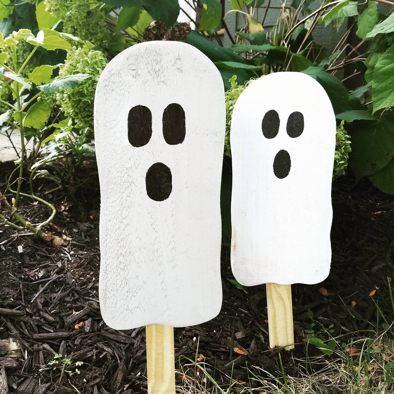 Halloween Ghost and Pumpkin Set Wood Ghost Wood Pumpkin - Etsy