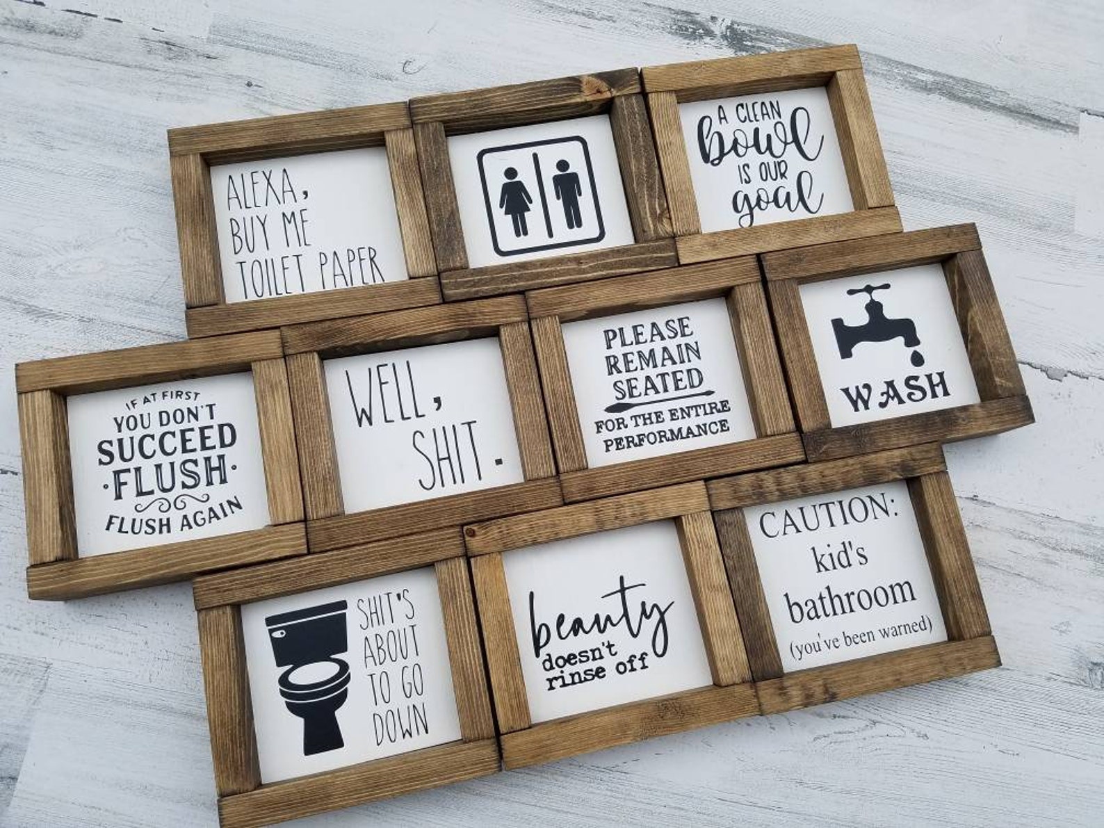 Bathroom Collection Funny Bathroom Signs Bathroom Wall | Etsy