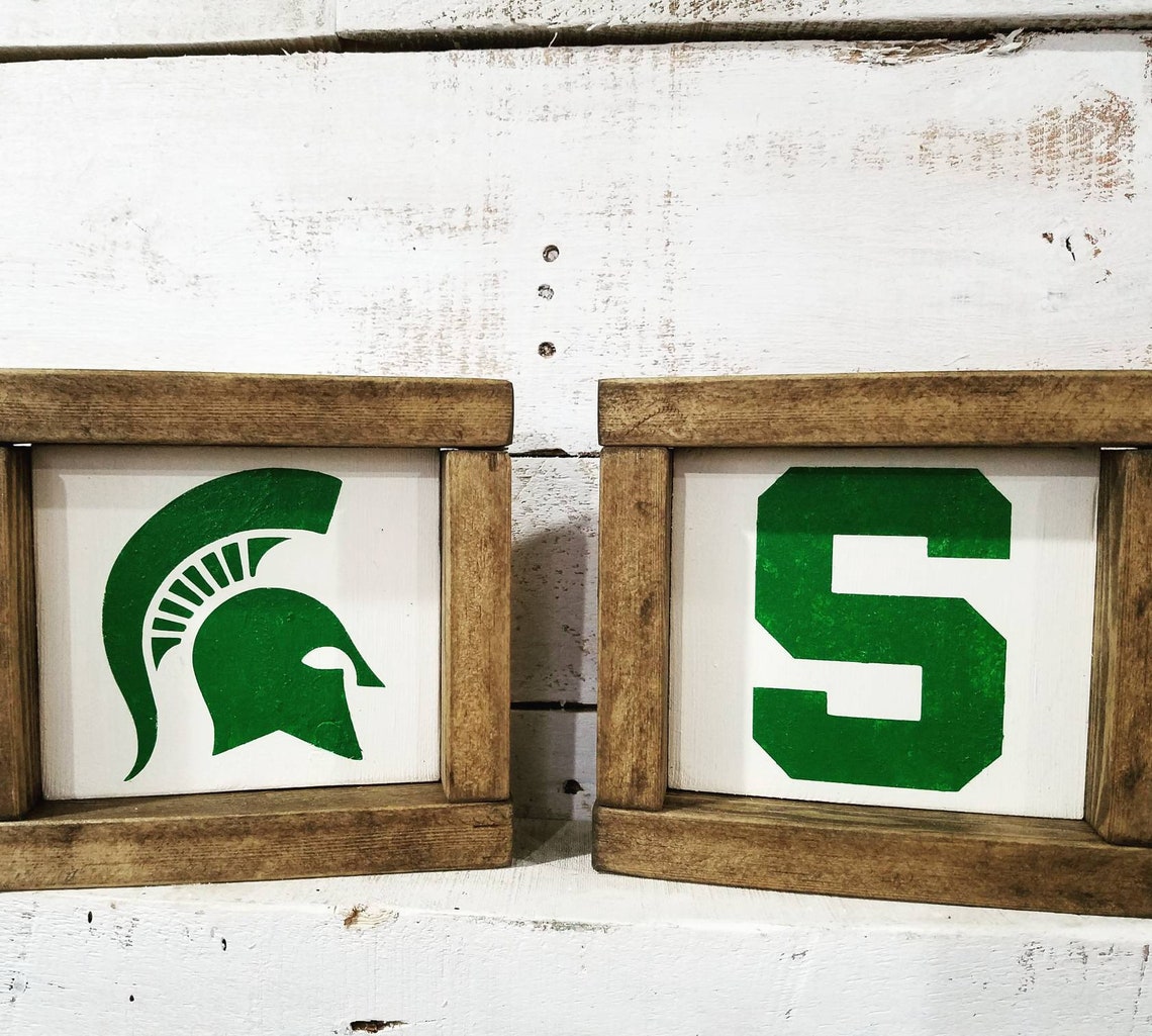 MSU Spartan Mini Framed Sign MSU Collecter Sign Officially - Etsy
