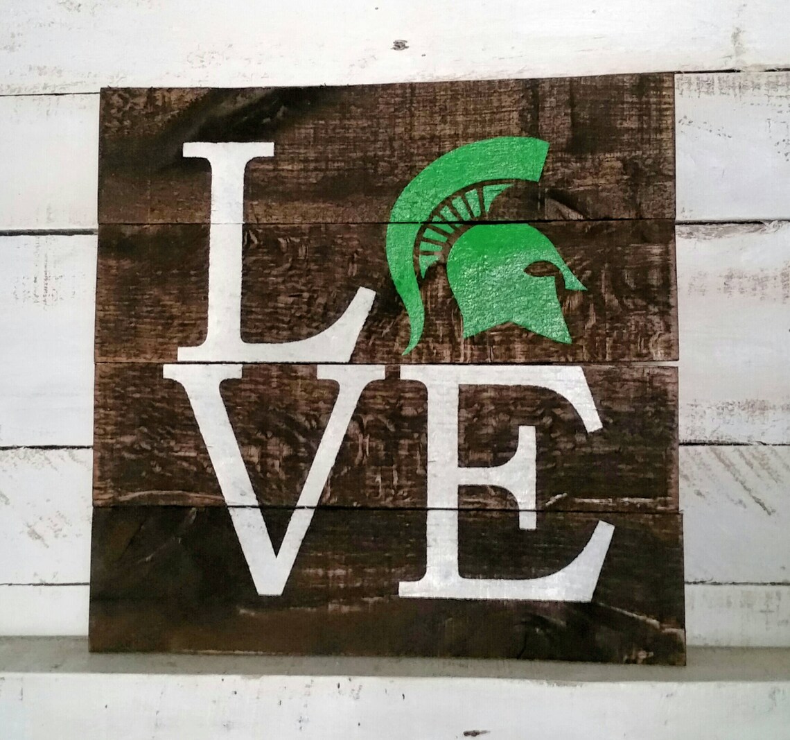 LOVE Spartan Wooden Sign-officially Licensed Product #8115-reclaimed ...