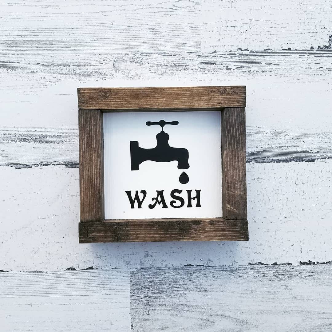 WASH Sign | Bathroom Wall Decor | Farmhouse Bathroom | Wood Sign ...