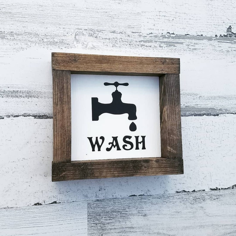 WASH Sign | Bathroom Wall Decor | Farmhouse Bathroom | Wood Sign ...