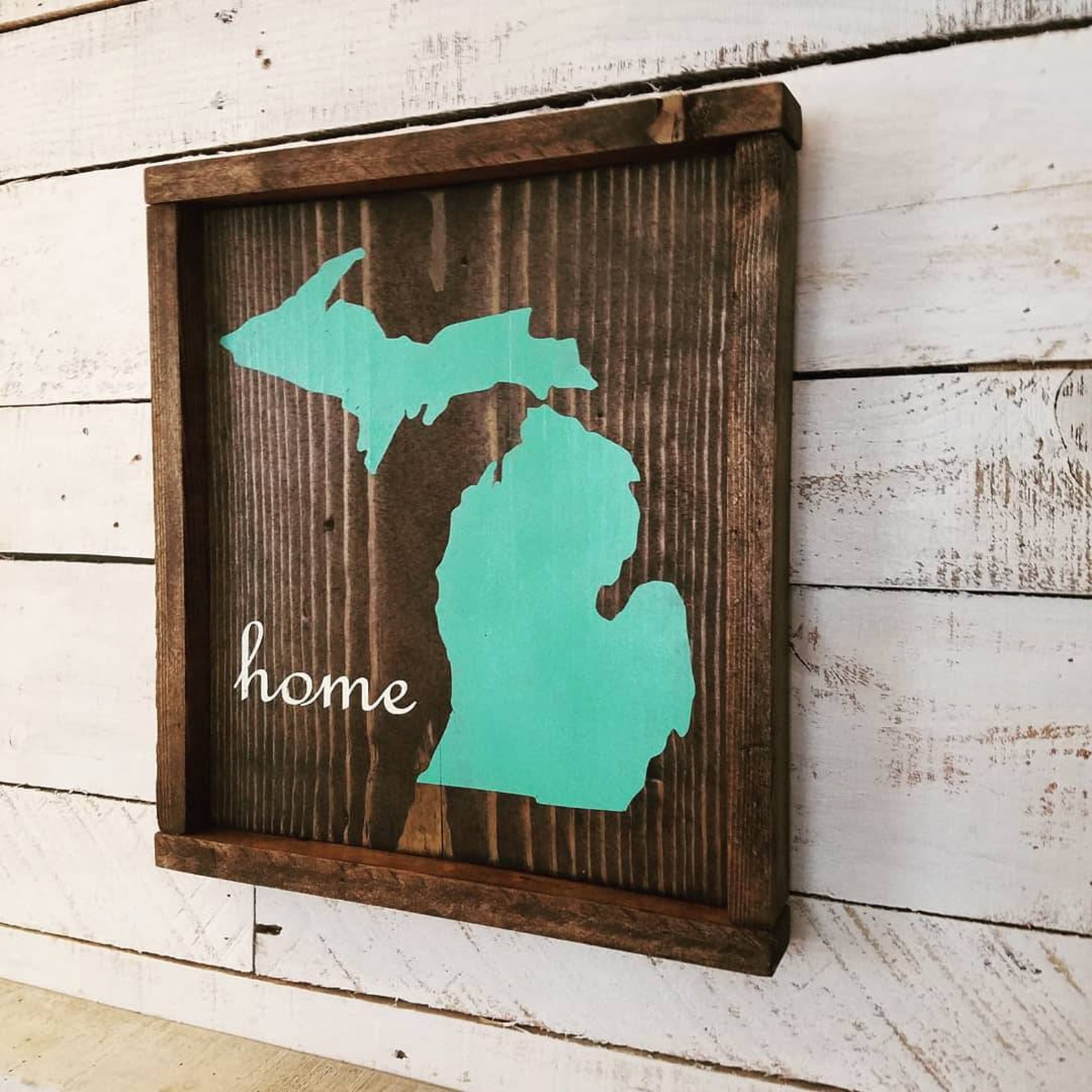 Michigan HOME Sign HOME Michigan Wood Decor-state of Michigan - Etsy