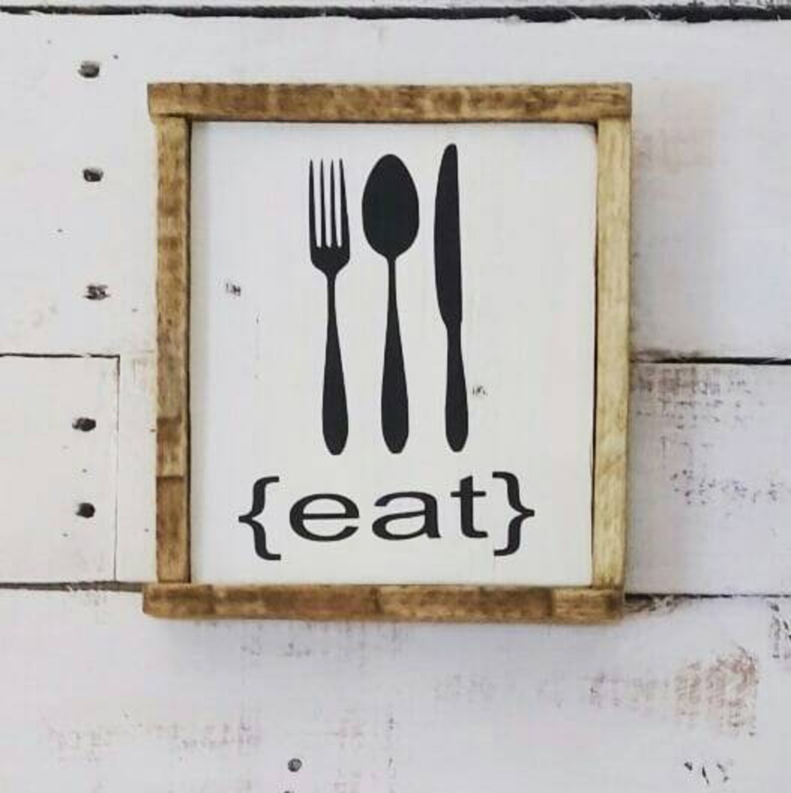 EAT Wood Framed Sign Farmhouse Decor Kitchen Wall Art - Etsy