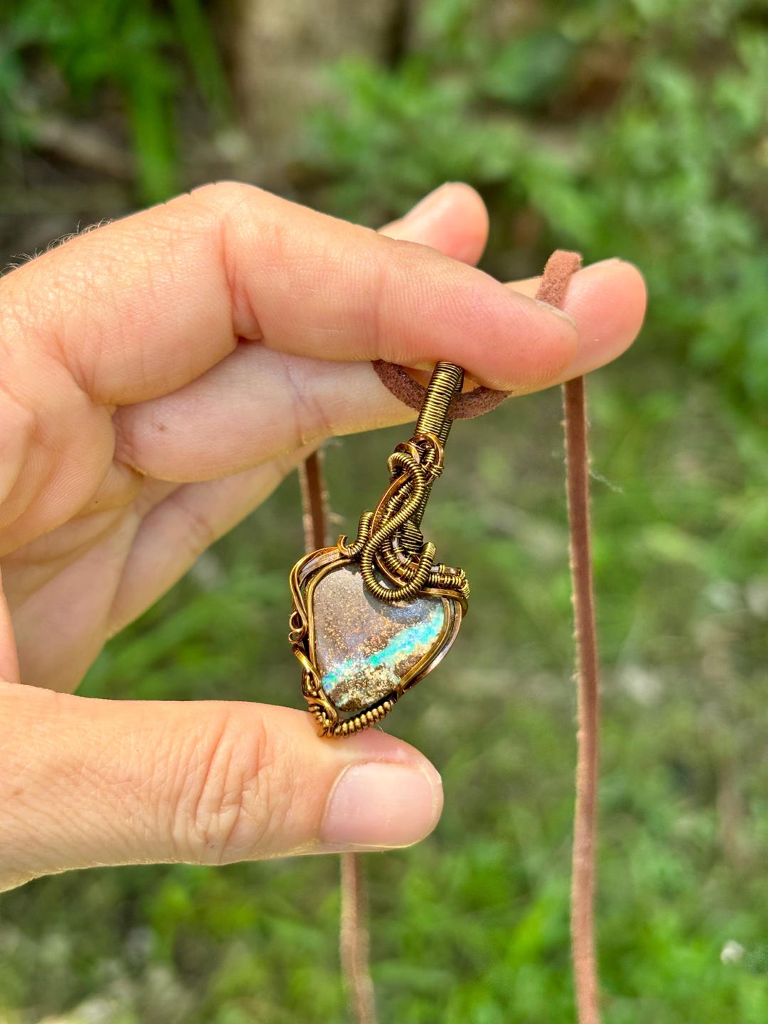 Australian Made/natural Boulder Opal Pendant /triangle Art Nouveau ...