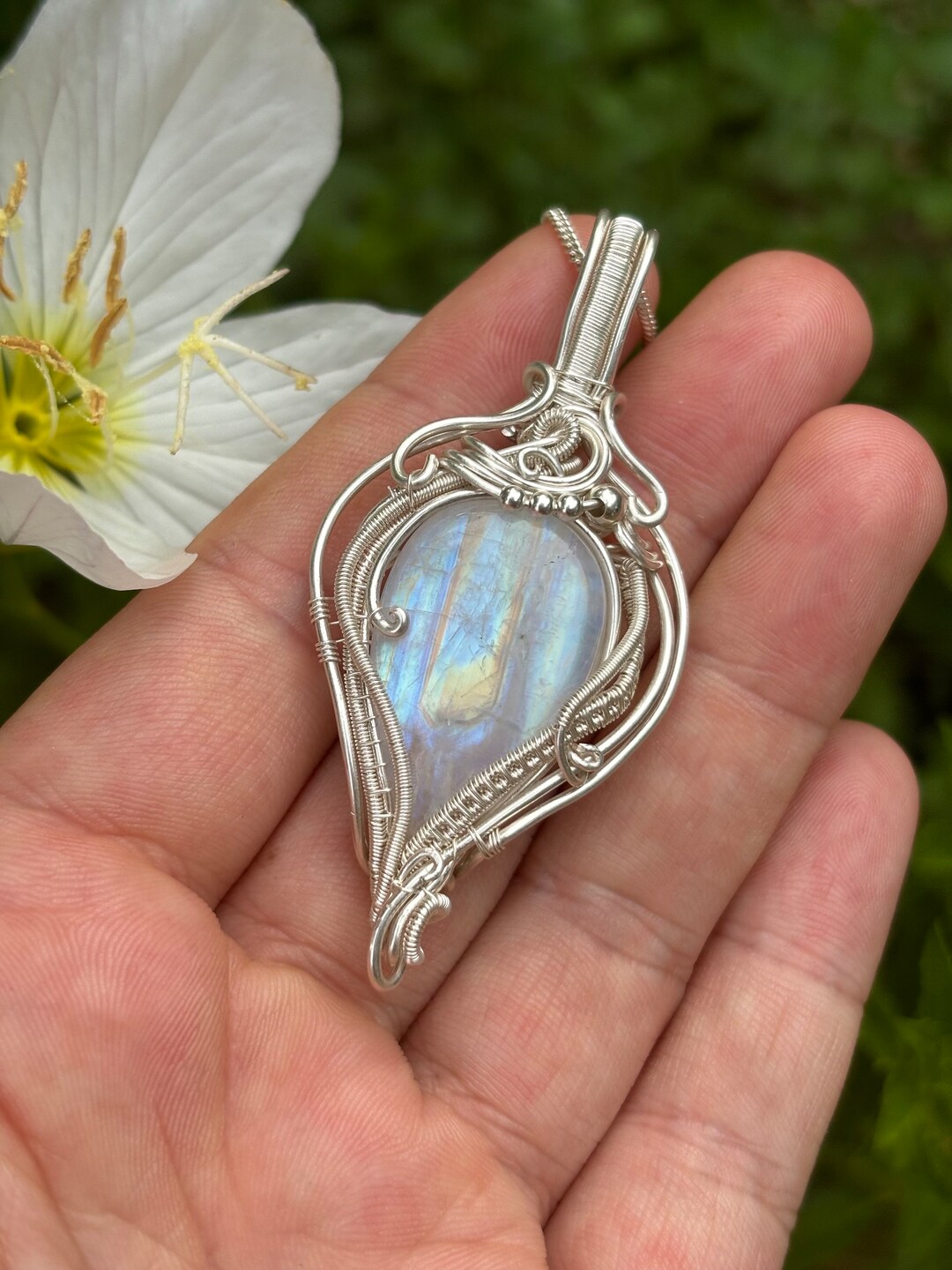 Quality Elven Moonstone/crystal Healing/whimsical Silver Pendant ...