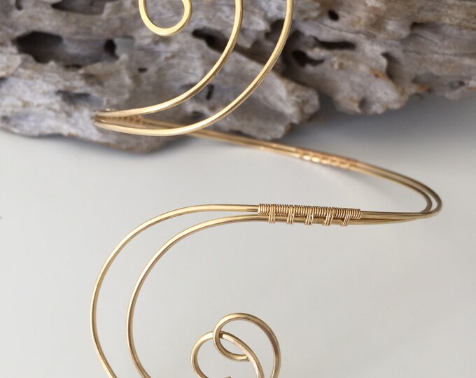 Adjustable Solid Gold Brass Upper Arm Cuff Boho Bronze, Gold Silver Arm ...