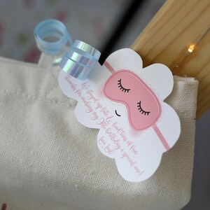 Custom Sleepover Birthday Thank You Tag Kawaii Cloud Sleep Mask, Favor ...