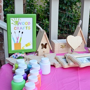 Art Party "wood Crafts Station", PRINTABLE PDF Sign, 4"x6", Instant ...