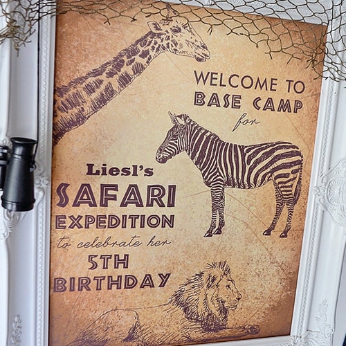 Modern Safari Party Sign CUSTOM Welcome to Base Camp Sign - Etsy