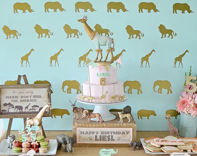 Modern Safari Cake Table Backdrop, Dessert Party Table Background ...