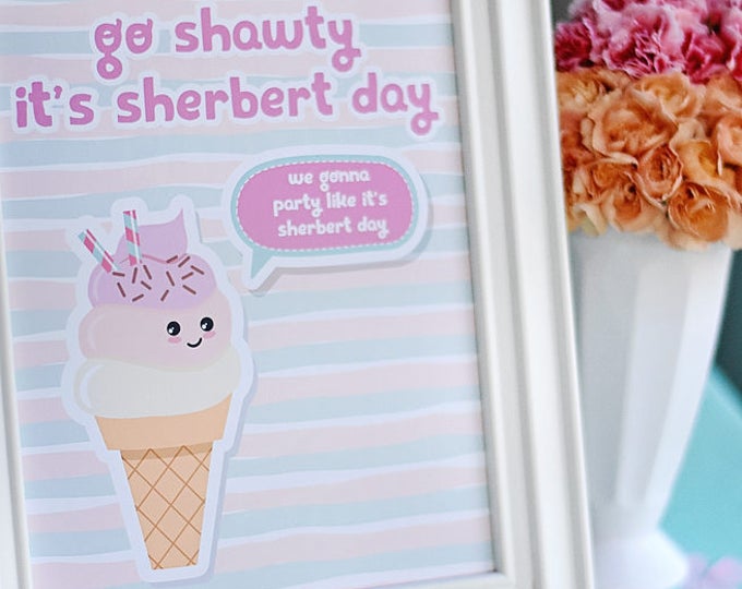 Ice Cream Sprinkle Party, Go Shawty It's Sherbert Day Sign, 8x10 ...