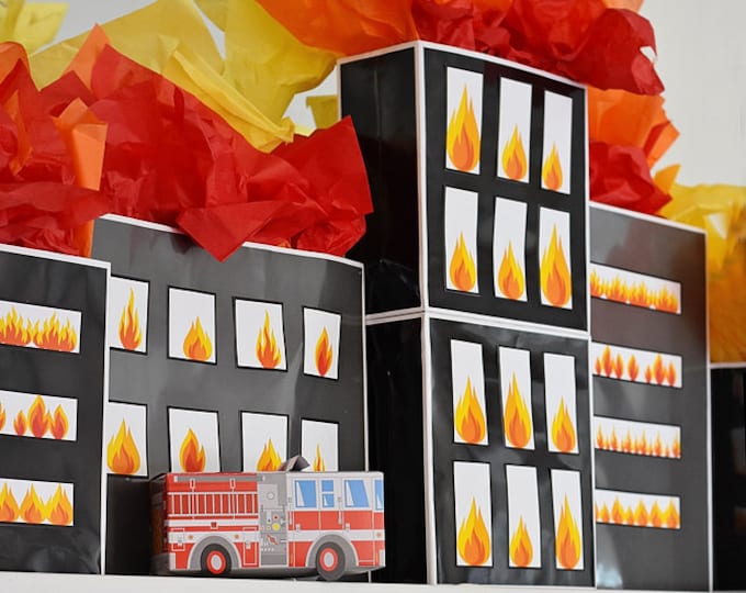 Burning Building Fire in Windows Printable PDF Instant Download for ...