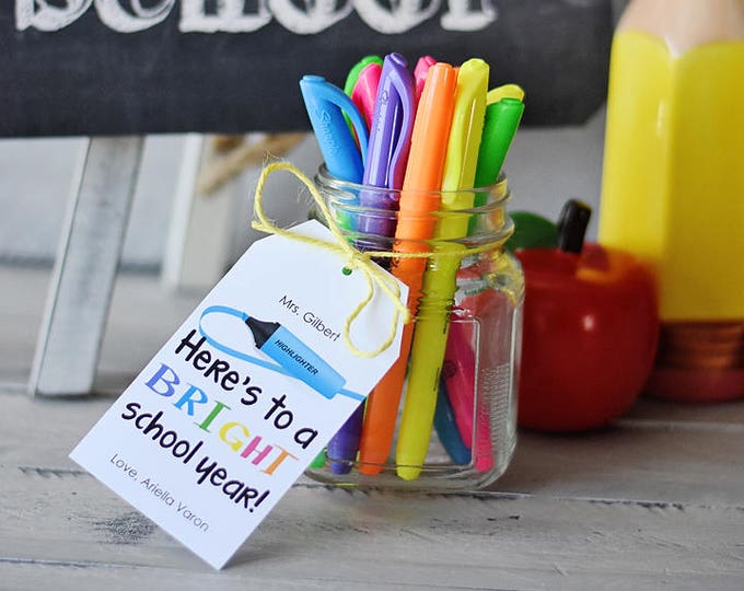 Teacher Highlighter Bright Editable PDF Gift Tag, Instant Download 4 ...