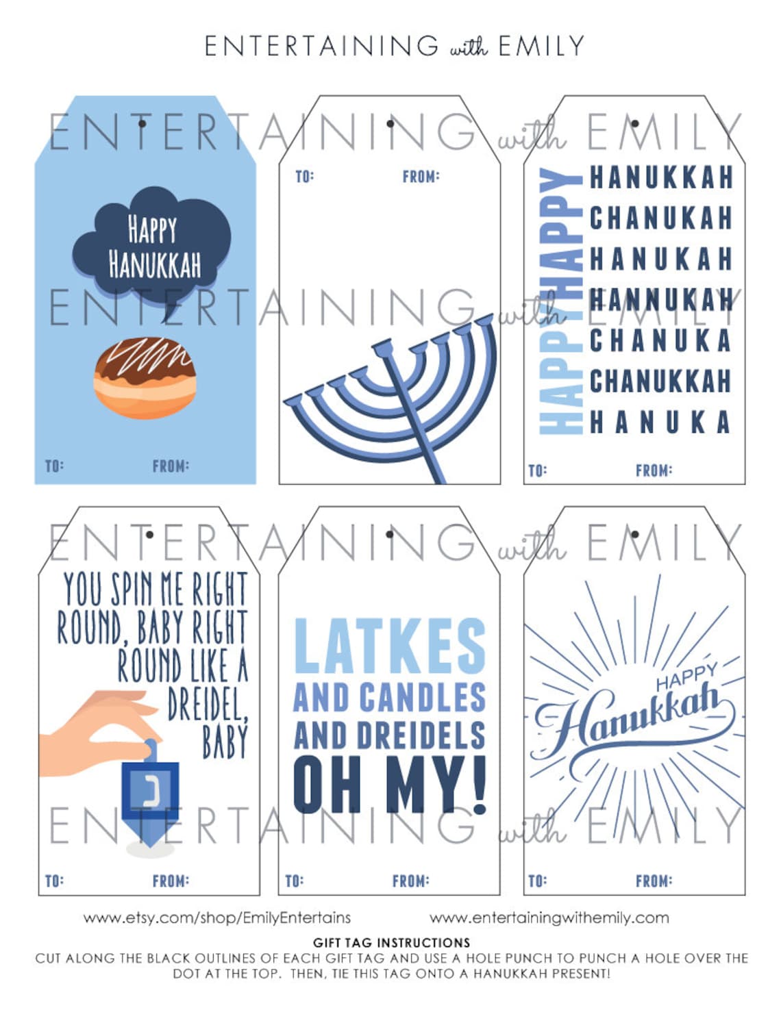 Hanukkah Gift Tags INSTANT DOWNLOAD PDF Chanukah Printable - Etsy