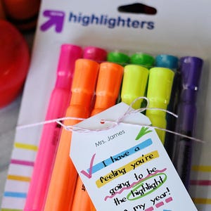 Teacher Highlighter Bright Editable PDF Gift Tag, Instant Download 4 ...