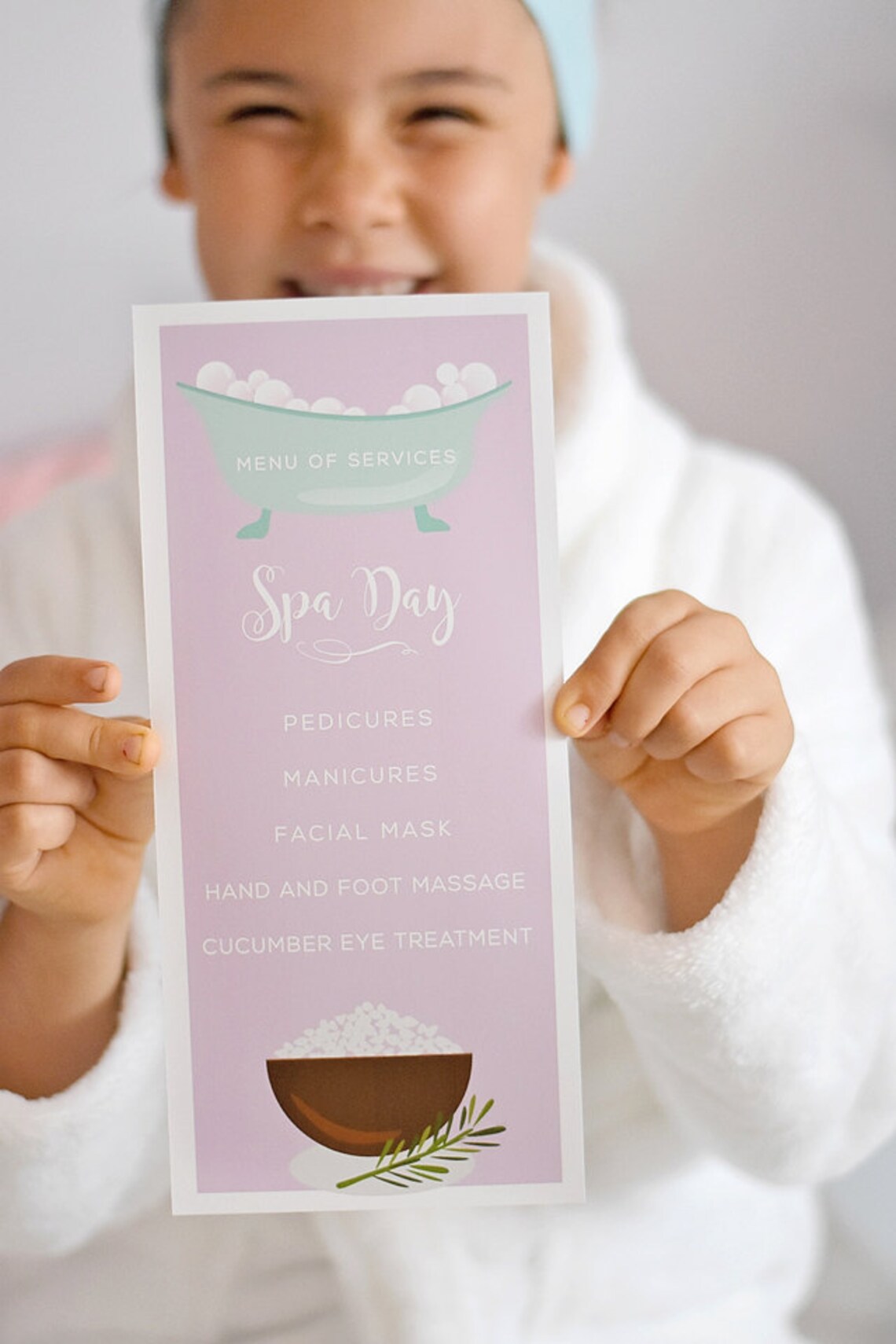 Spa Party Printable - Spa Services Menu, EDITABLE INSTANT DOWNLOAD Home ...
