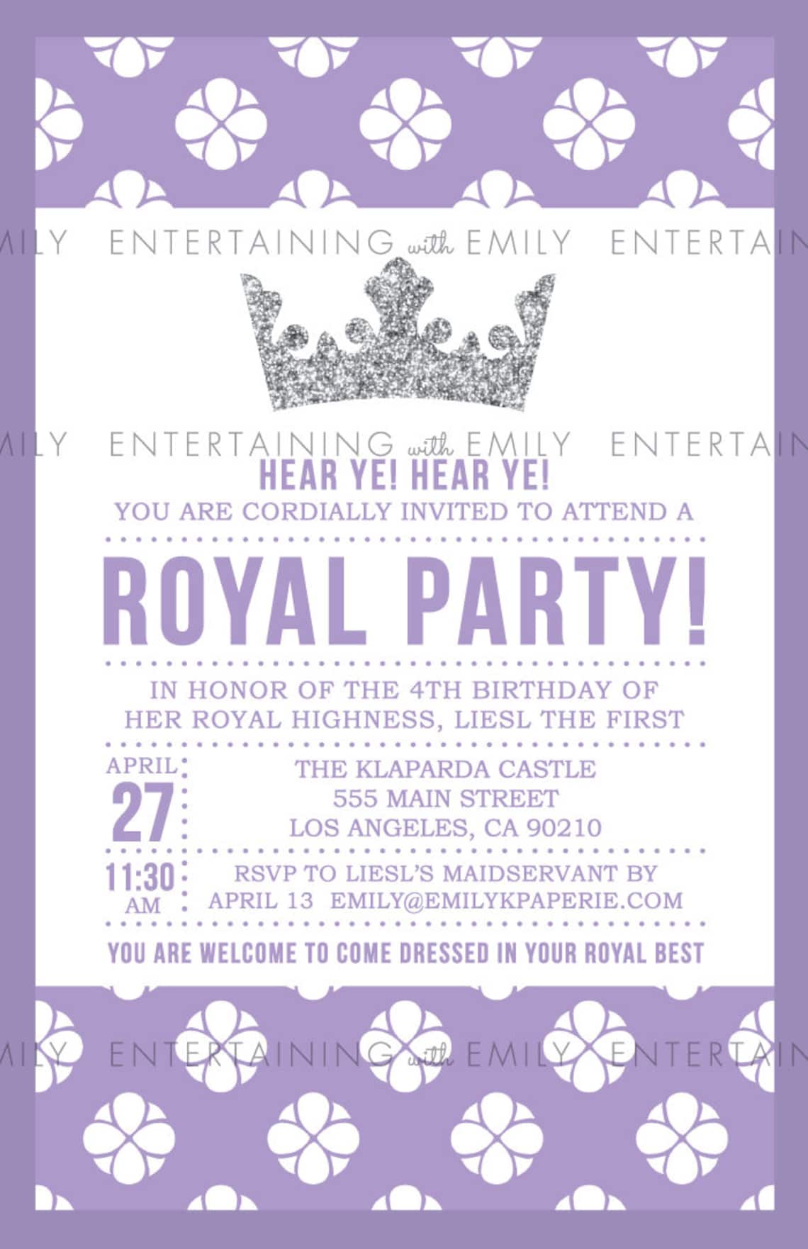 Princess Party Printable Invitation A9 Size Custom PDF | Etsy
