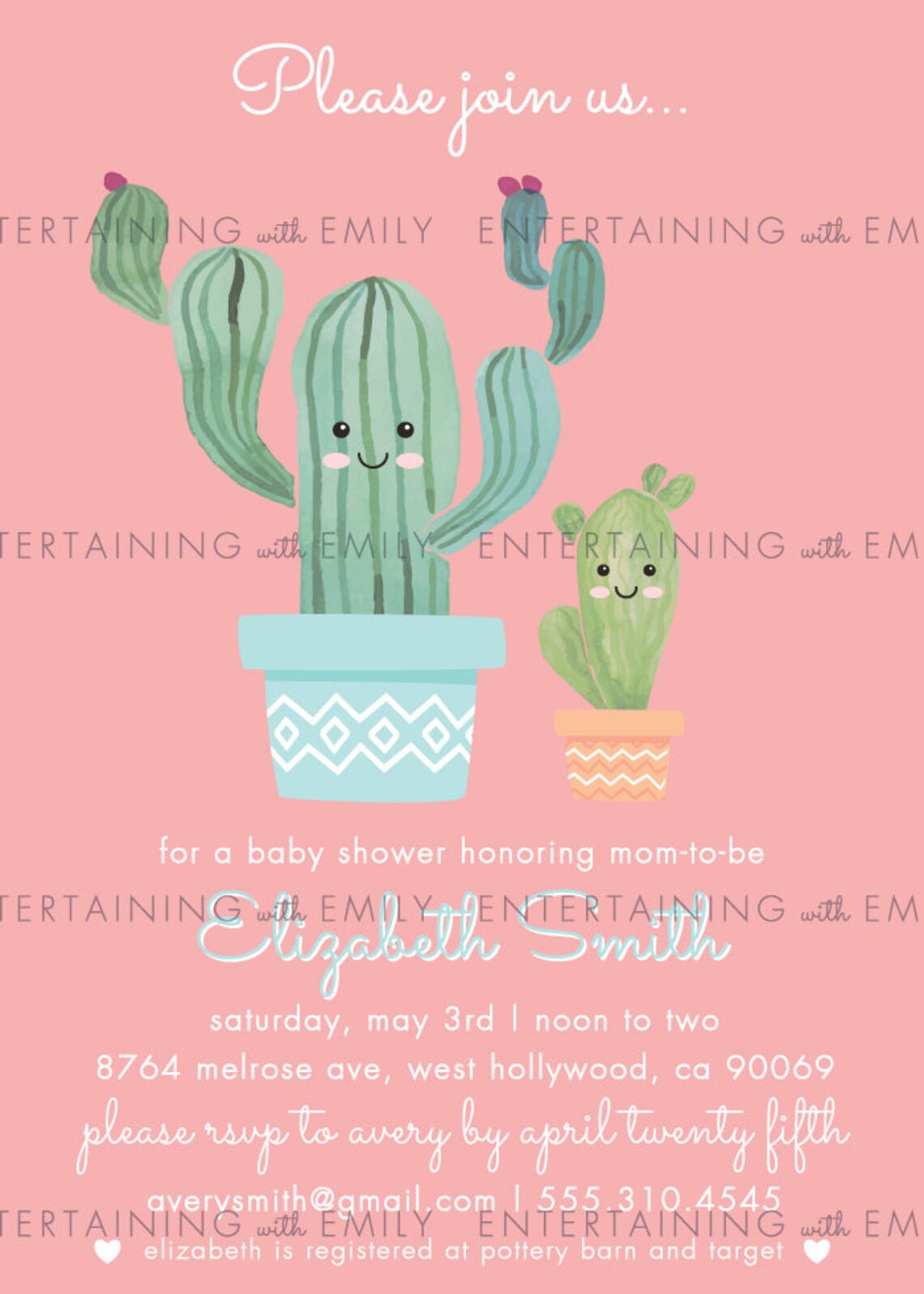 Cactus Cutie Baby Shower Party Invitation CUSTOM PDF Printable - Etsy
