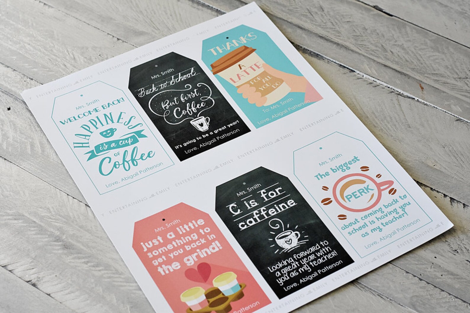 Teacher Coffee, Thanks a Latte PRINTABLE Editable PDF Gift Tag, Back in ...