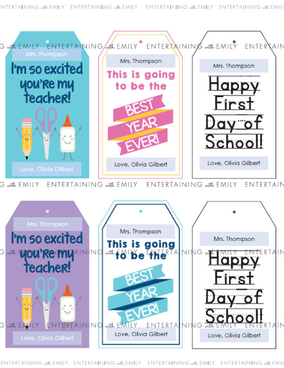 Teacher Back to School Printable Editable PDF Gift Tag | Etsy