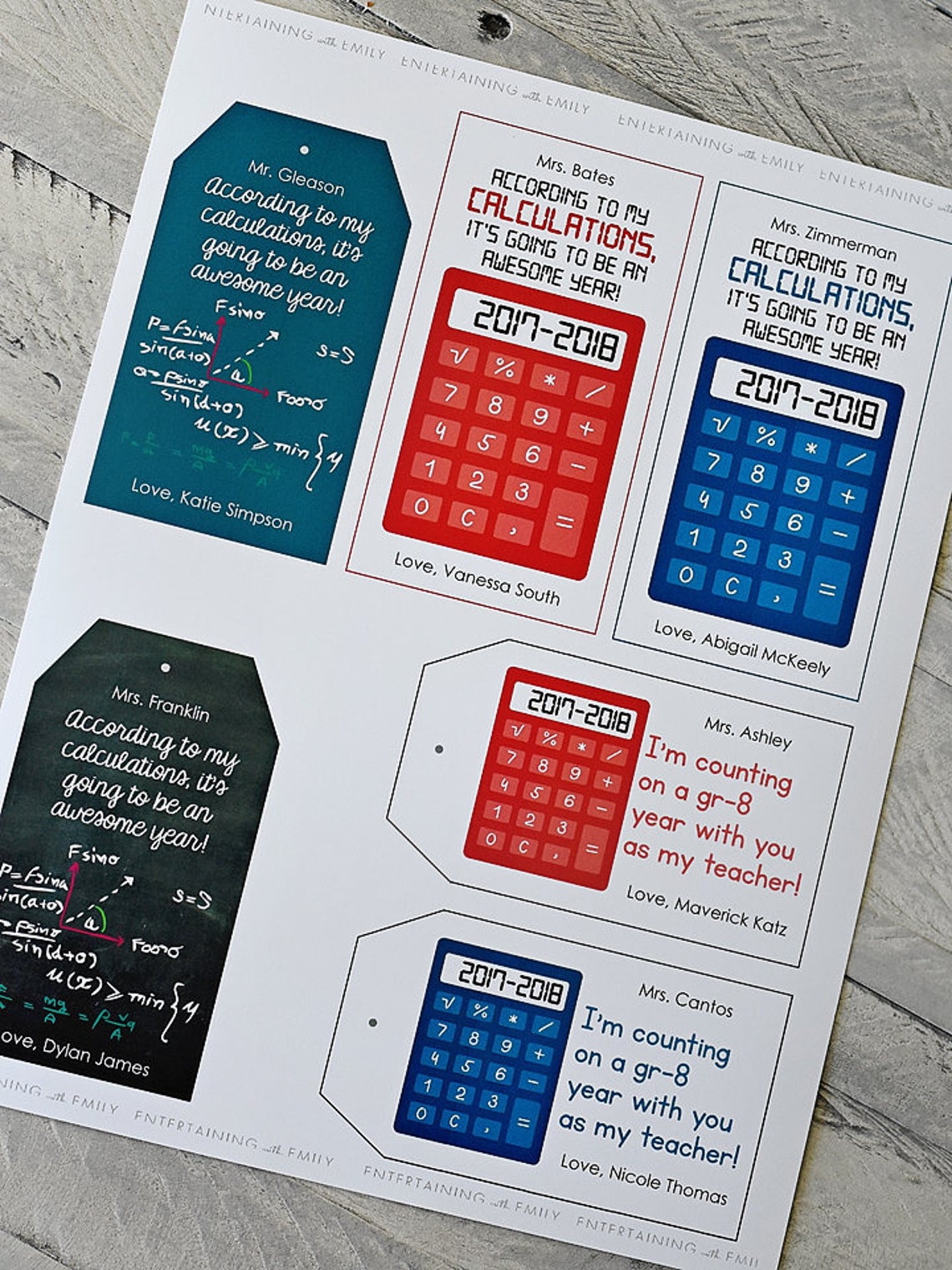 Math Teacher Gift Tag According to Calculations Printable - Etsy