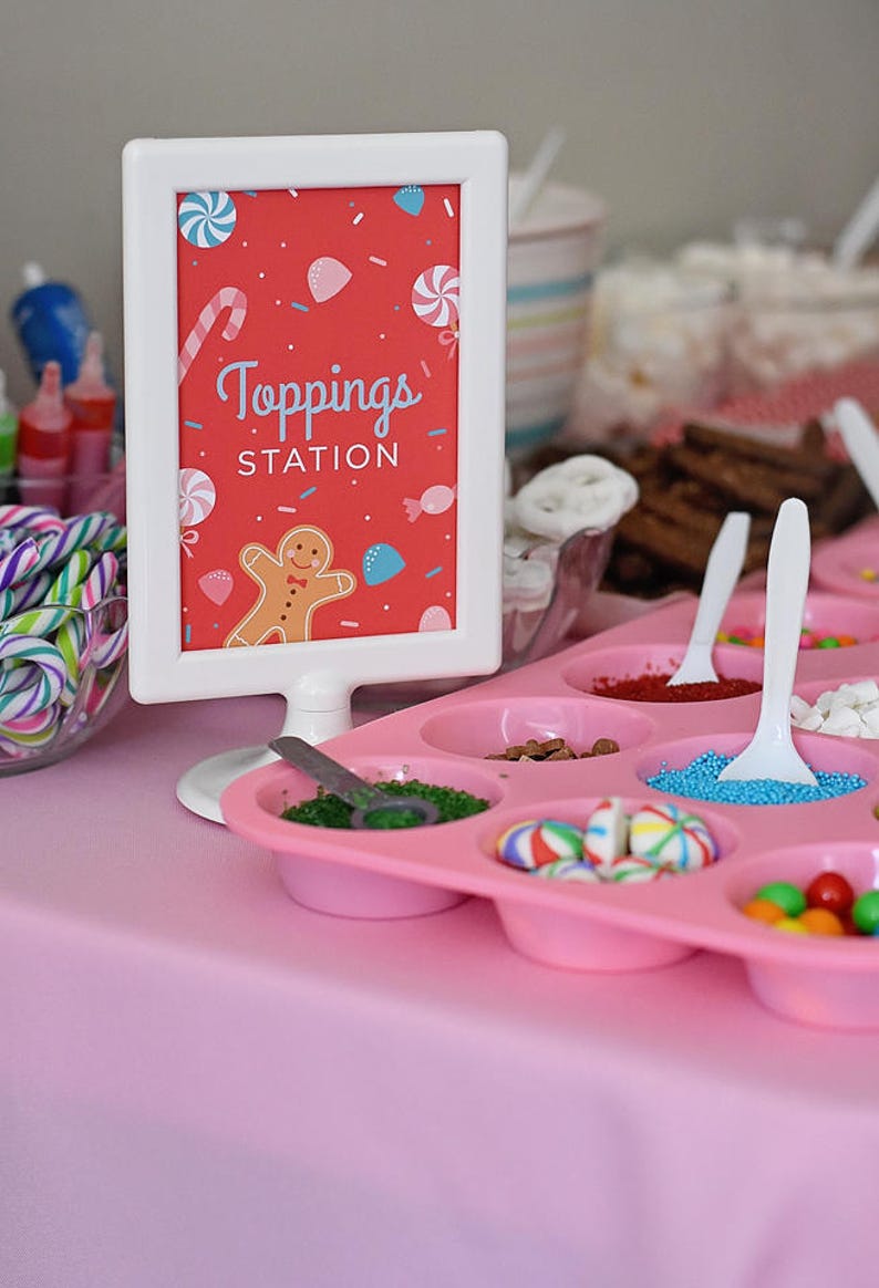 Gingerbread House Decorating Party Toppings Station 4x6 | Etsy