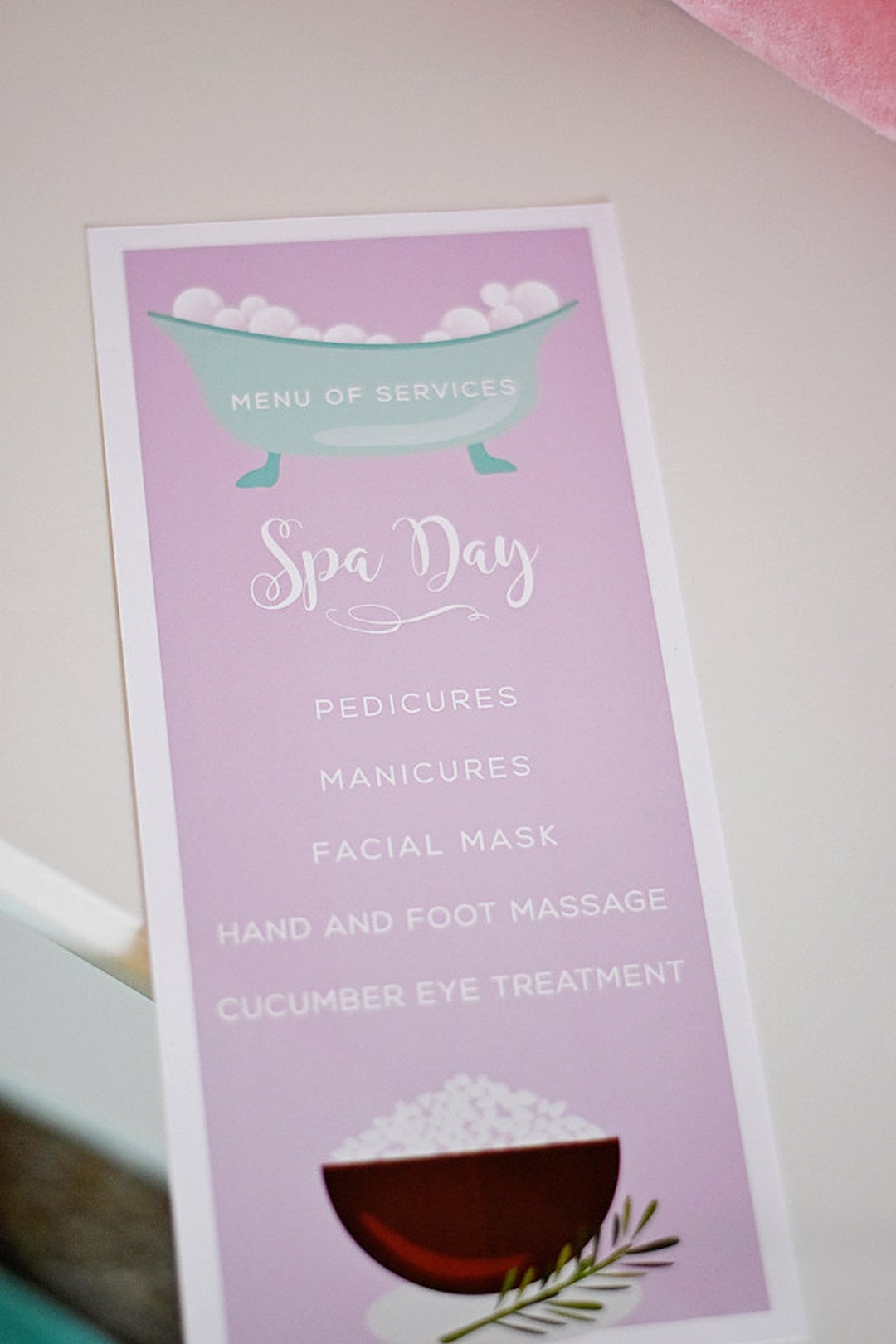 Spa Party Printable - Spa Services Menu, EDITABLE INSTANT DOWNLOAD Home ...