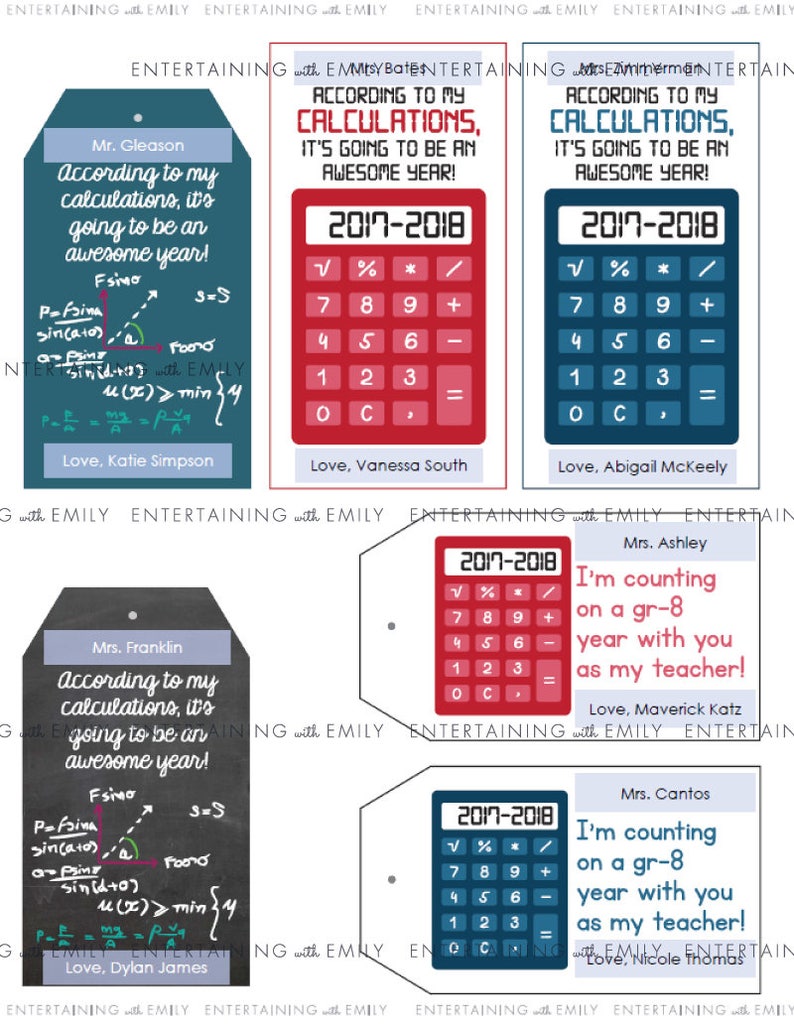 Math Teacher Gift Tag According to Calculations Printable - Etsy