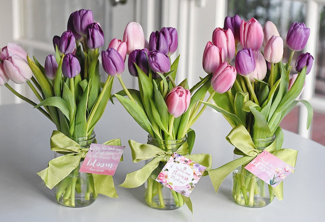 Teacher Thank You Tags Flowers Teacher Appreciation Day - Etsy