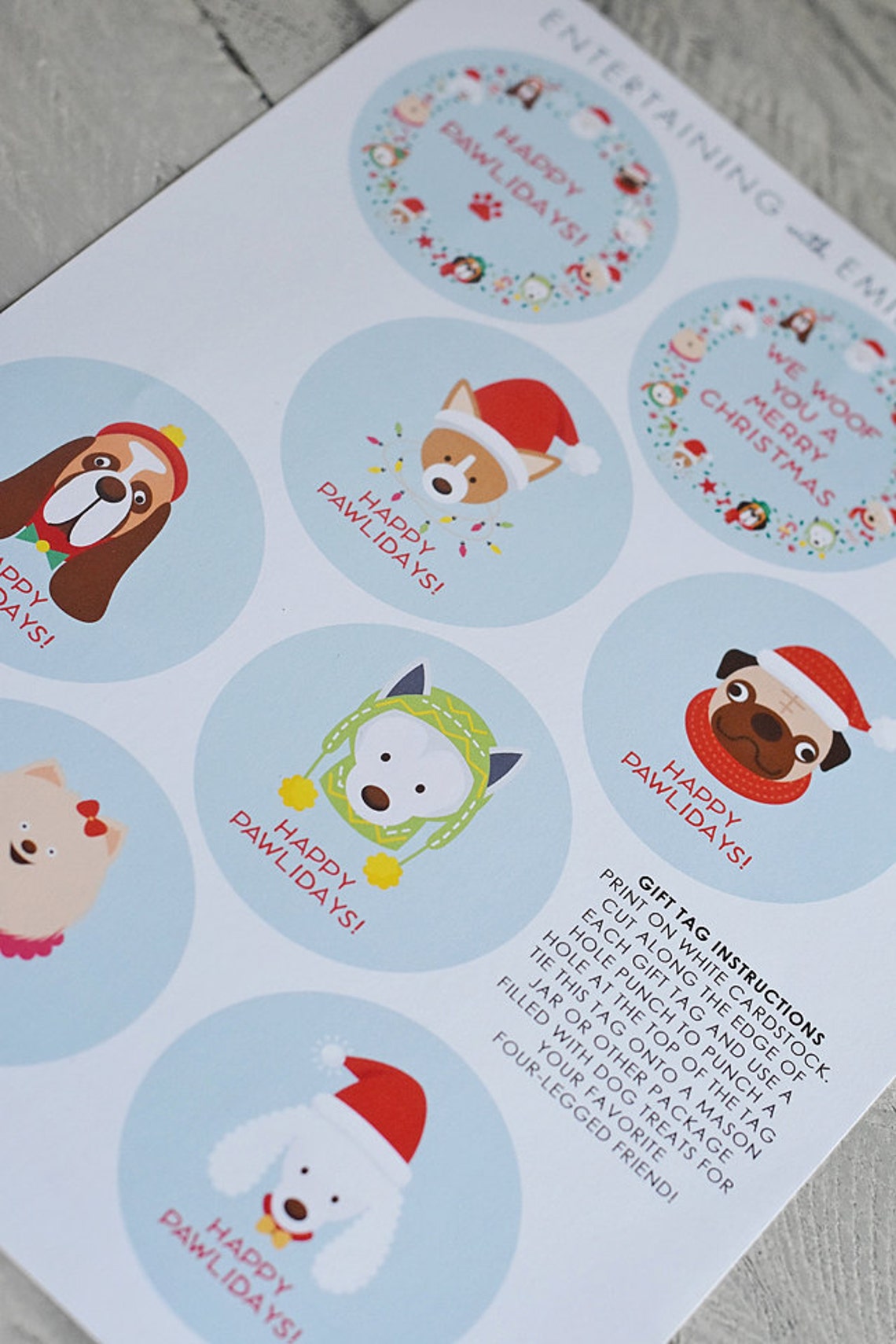 Dog Holiday Gift Tags INSTANT DOWNLOAD PDF Dog Tags - Etsy