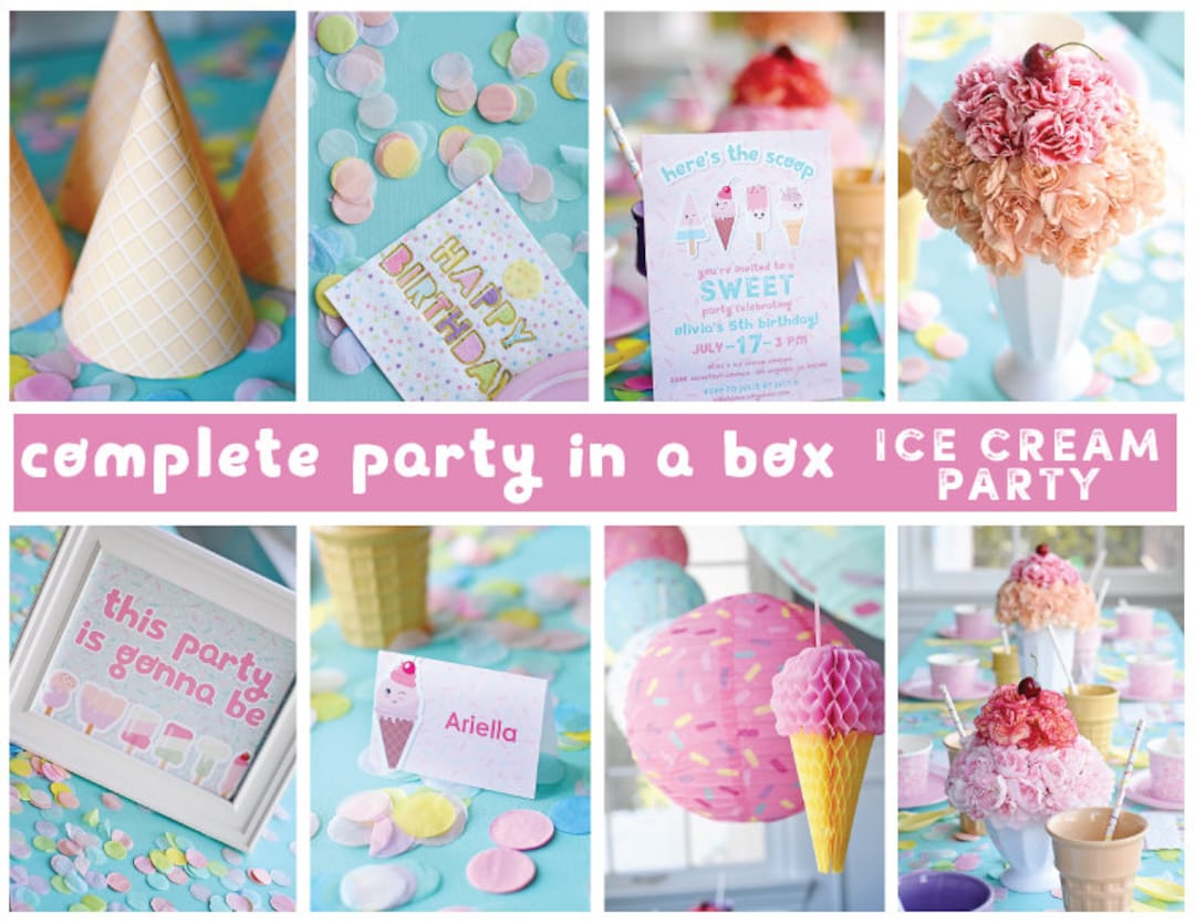 Party in a Box, Printable Digital Sweet Treats Ice Cream, Complete ...