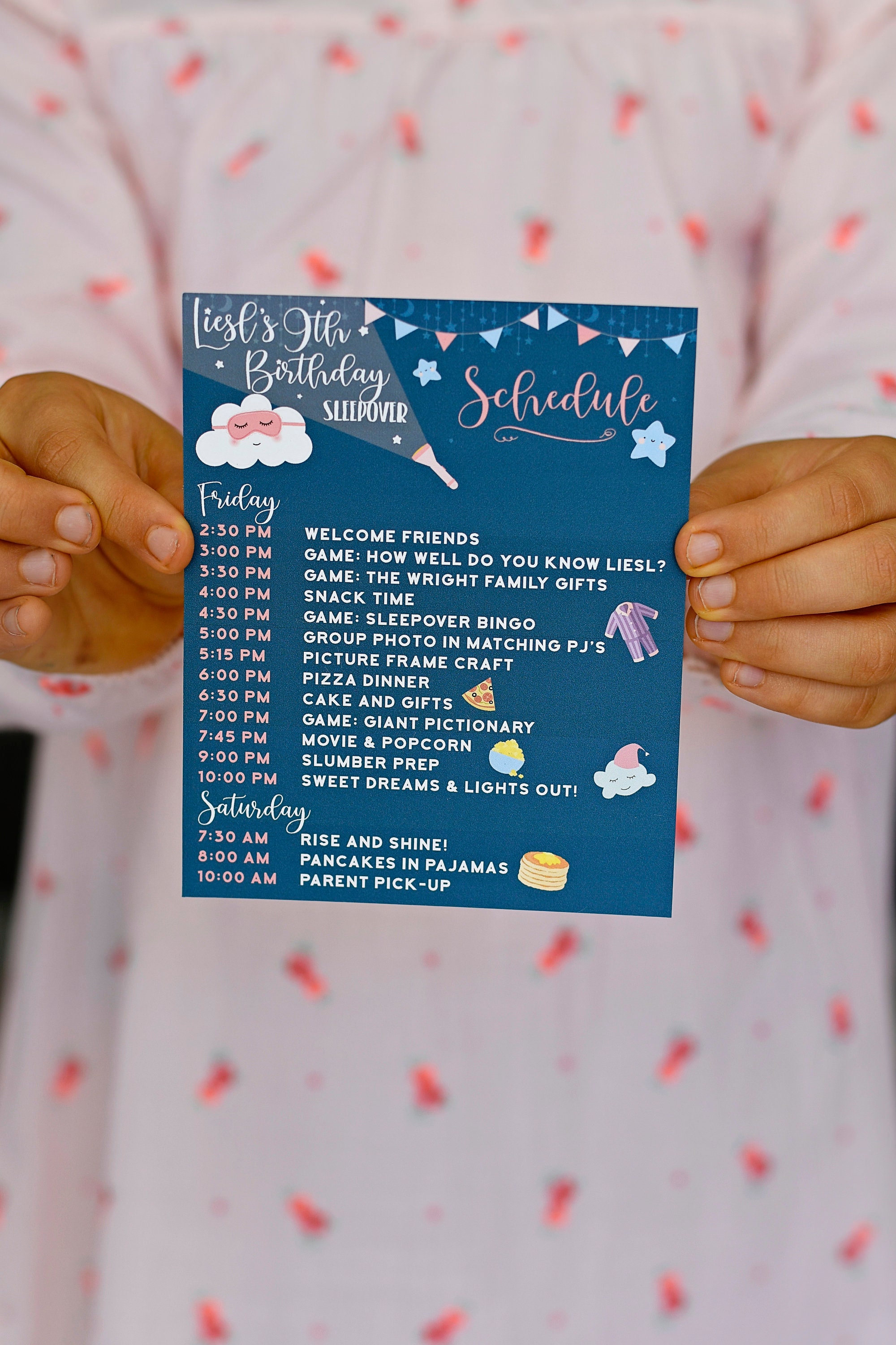 Custom Birthday Party Sleepover Schedule 16x20 Digital - Etsy Canada