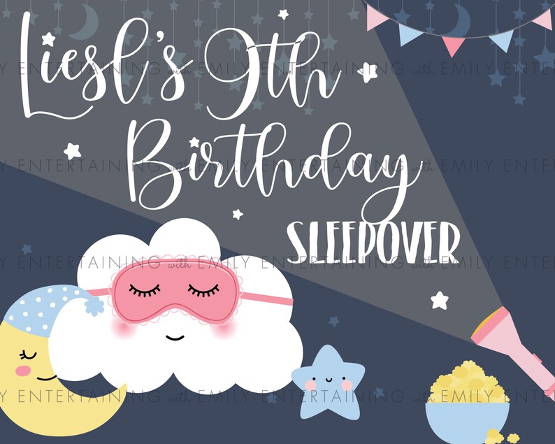 Custom Sleepover Birthday Welcome Sign 16x20 or 8x10 Digital | Etsy
