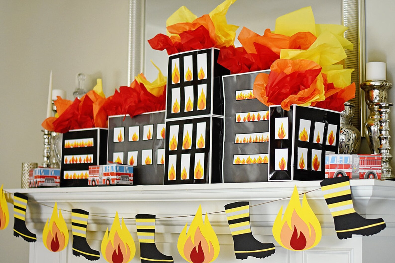 Flame and Fireman Boot Banner Printable PDF Instant Download - Etsy