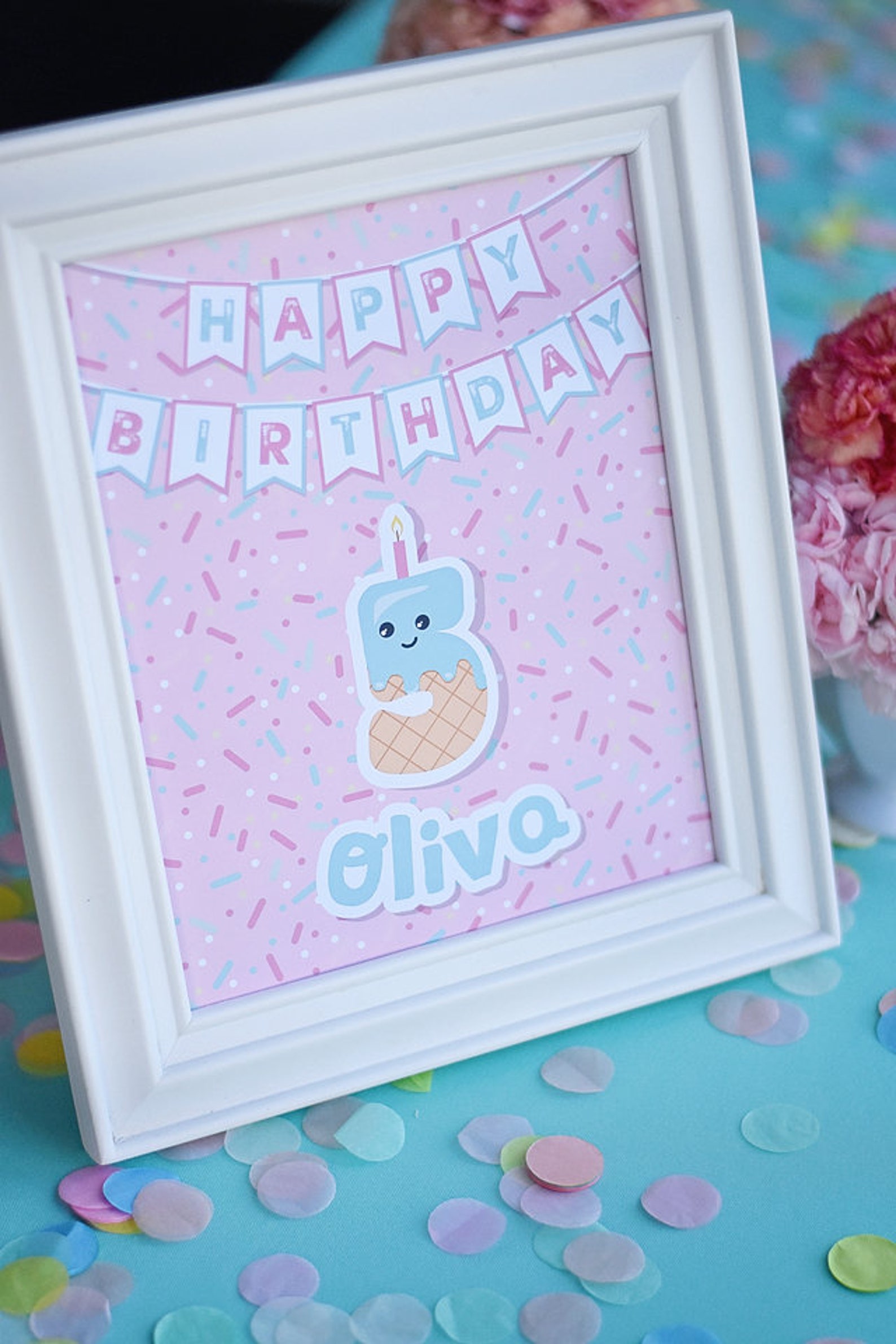 Custom Happy Birthday Sign W/ Name and Age Printable PDF Ice - Etsy