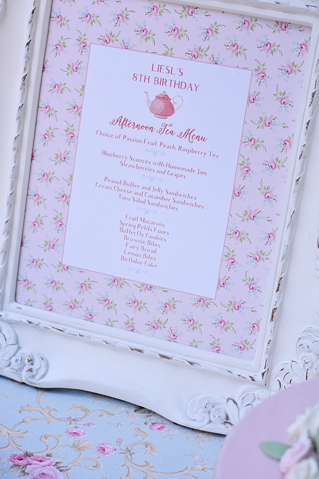 Tea Party Par-tea Liberty Print Floral Food Menu 8x10 CUSTOM PDF ...