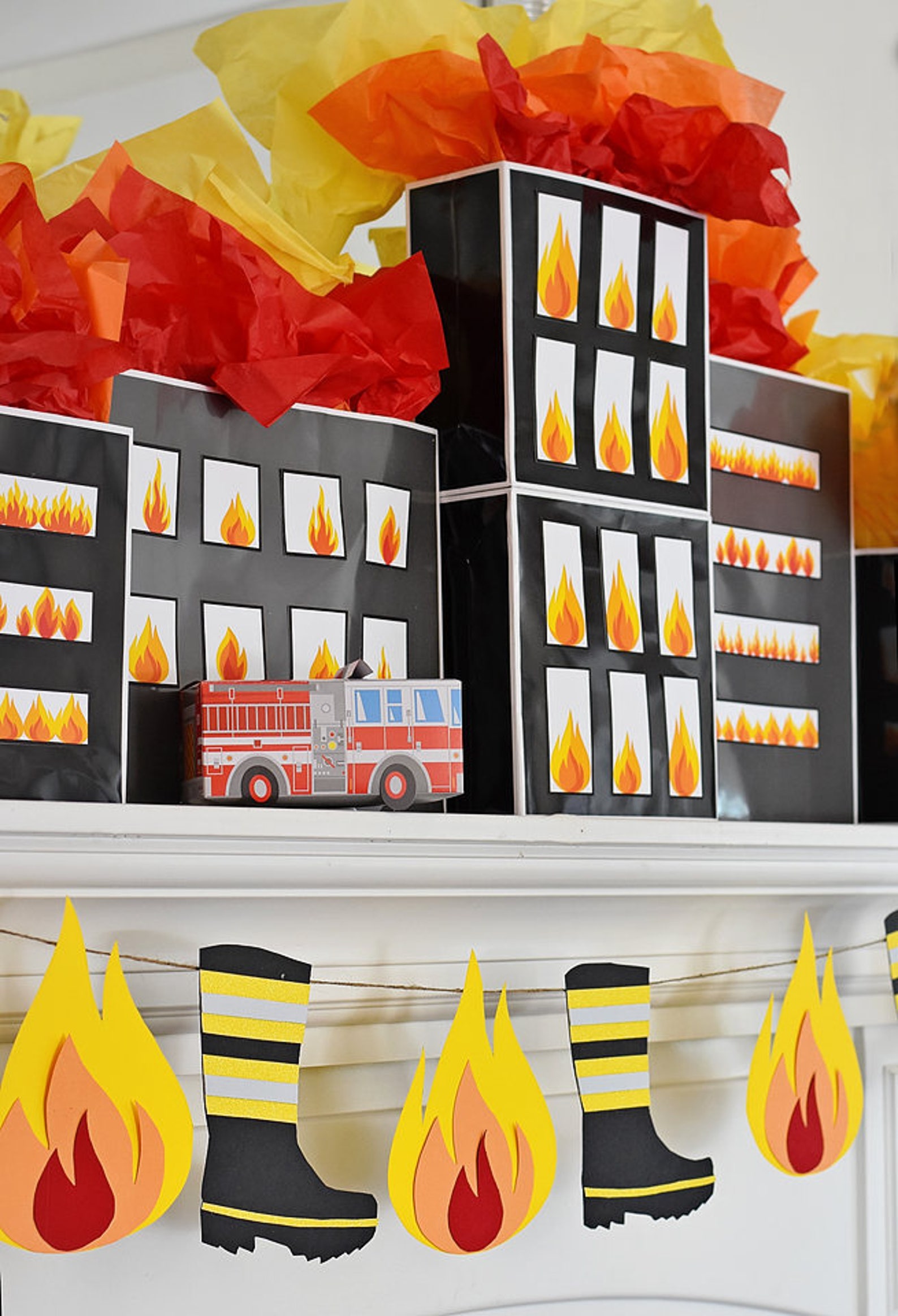 Flame and Fireman Boot Banner Printable PDF Instant Download - Etsy