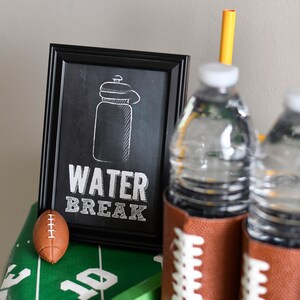 Football Birthday Party Water Break 4"x6" Instant Download Digital ...