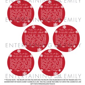Cookie in a Jar Gift Tags - INSTANT DOWNLOAD PDF Hostess or Teacher ...