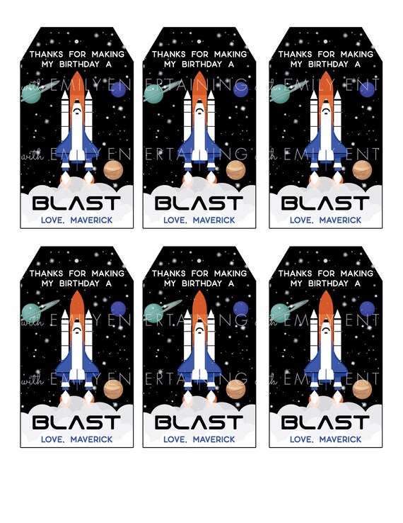 Birthday Labels Rockets Space Stickers Stars Rocket Theme Goodie Bag ...