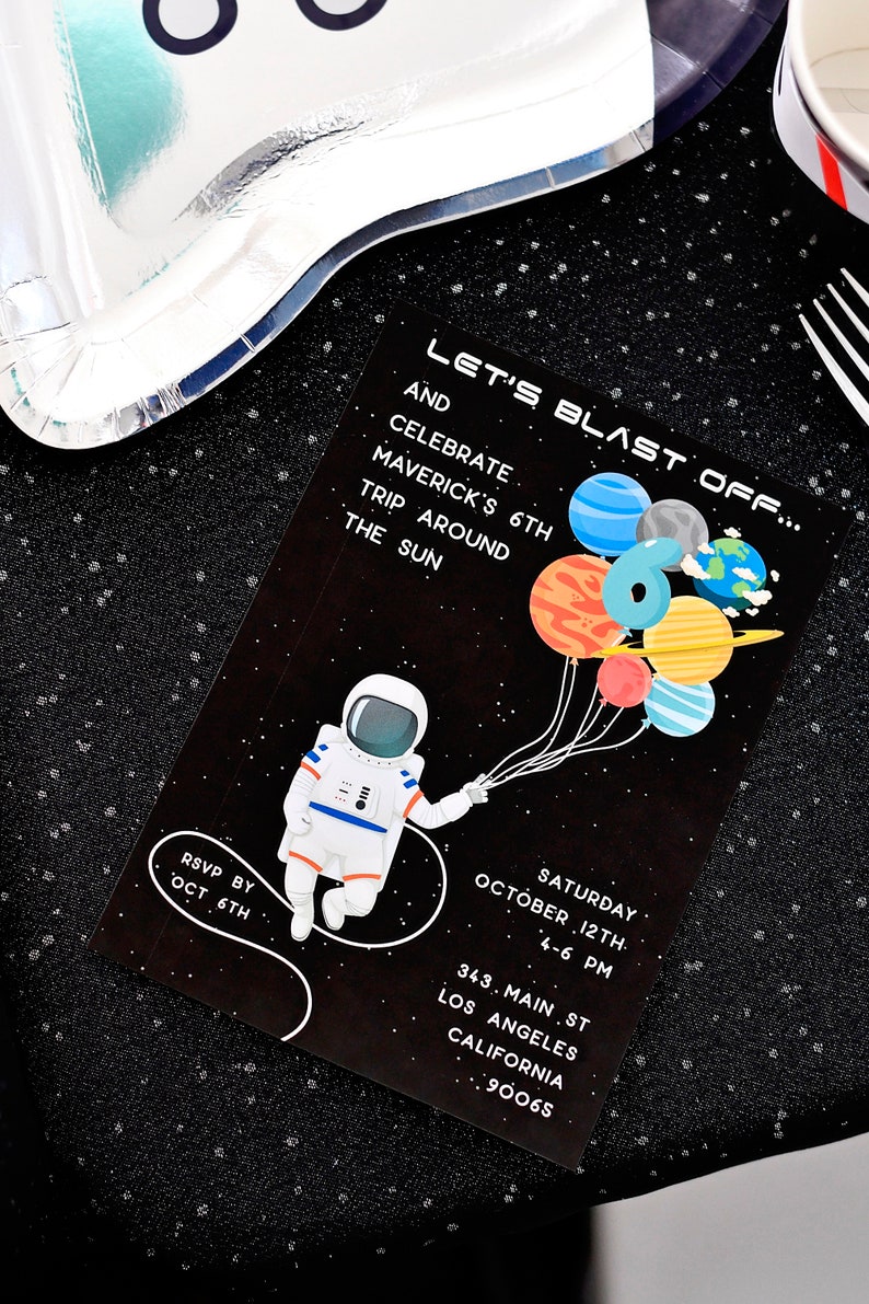 Invitation 5x7 Outer Space Rocket Ship Digital Printable PDF - Etsy