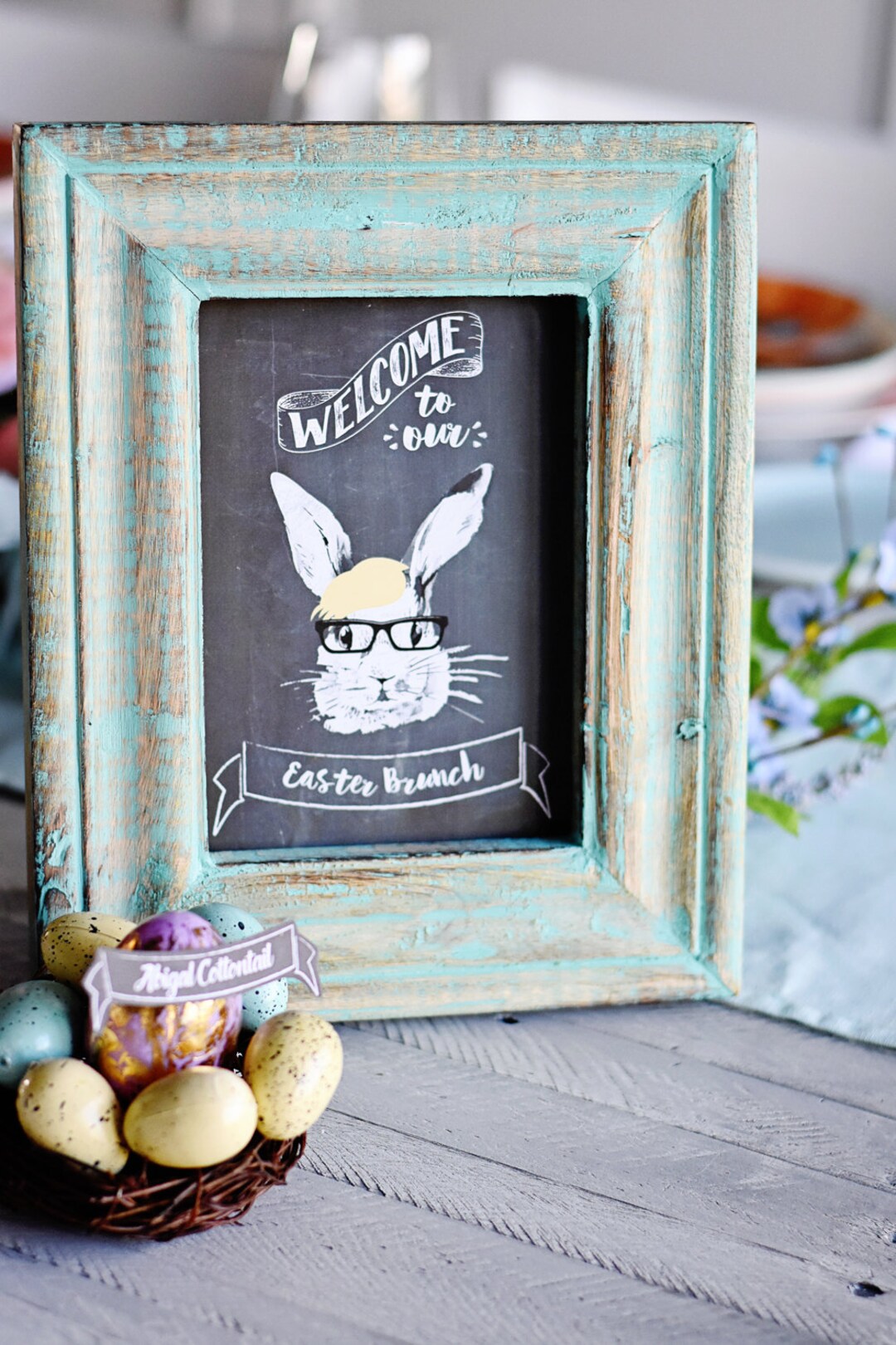 Welcome to Easter Brunch Bunny Party, Hipster Bunny, Instant Download ...
