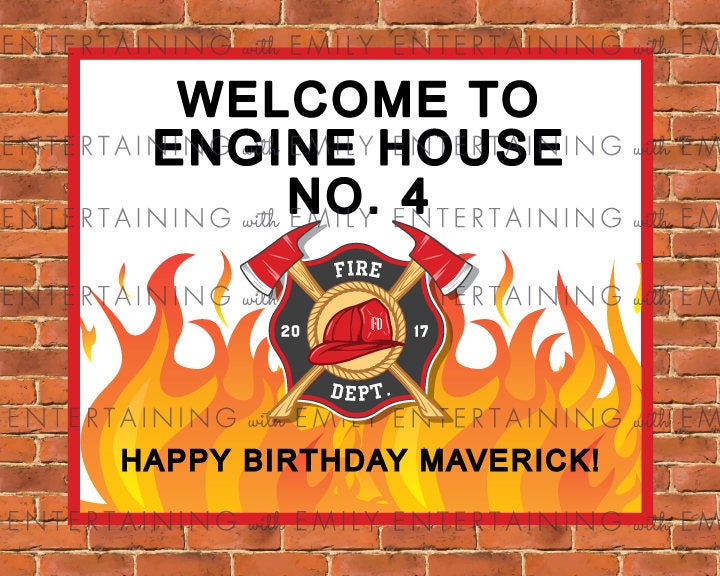 Fire Truck Party, Welcome to Engine House, 8x10 Printable PDF Download ...