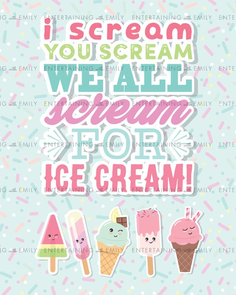 Ice Cream Sprinkle Party I Scream You Scream Printable PDF - Etsy