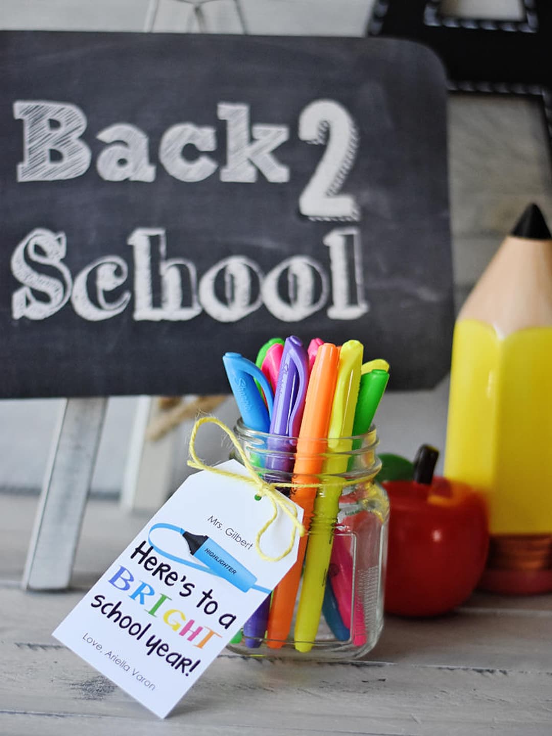Teacher Highlighter Bright Editable PDF Gift Tag, Instant Download 4 ...