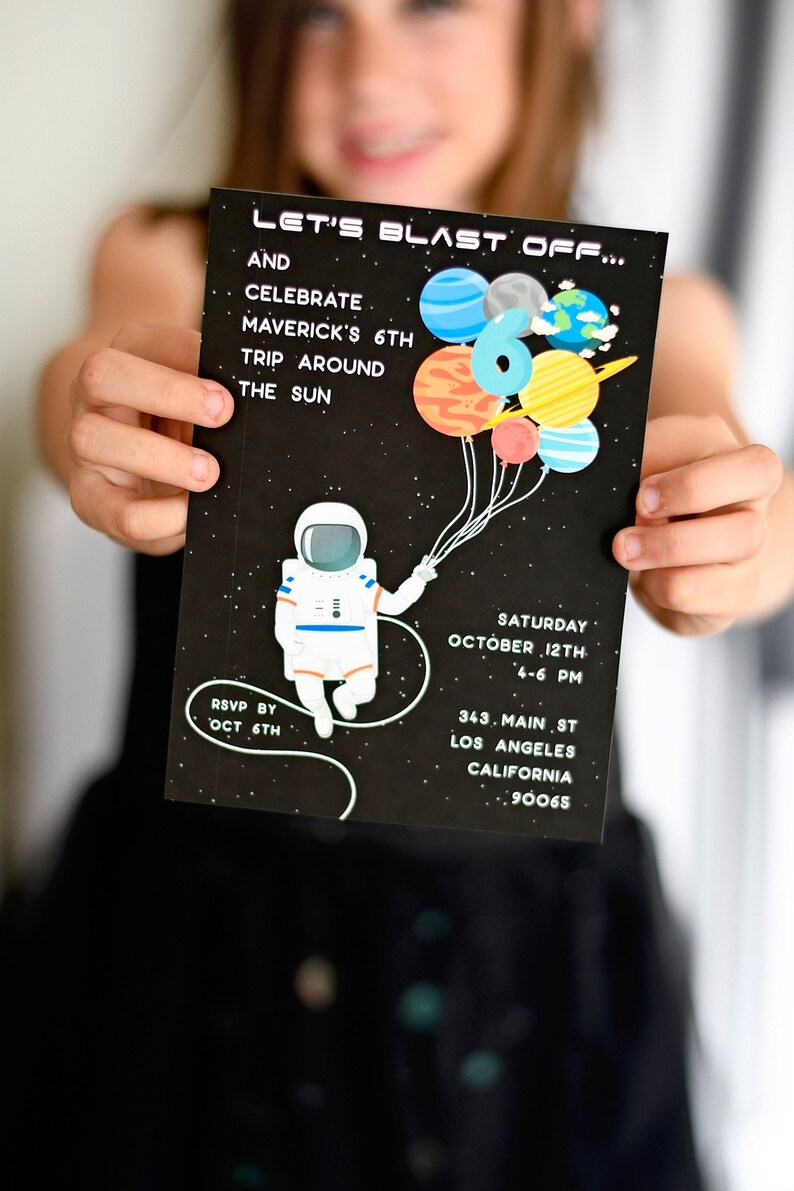 Invitation 5x7 Outer Space Rocket Ship Digital Printable PDF - Etsy
