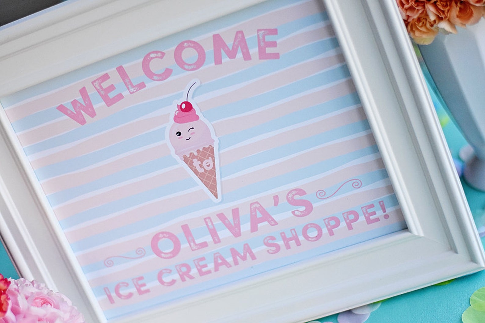 Custom Welcome to the Ice Cream Shoppe Sign W/ Name Printable - Etsy